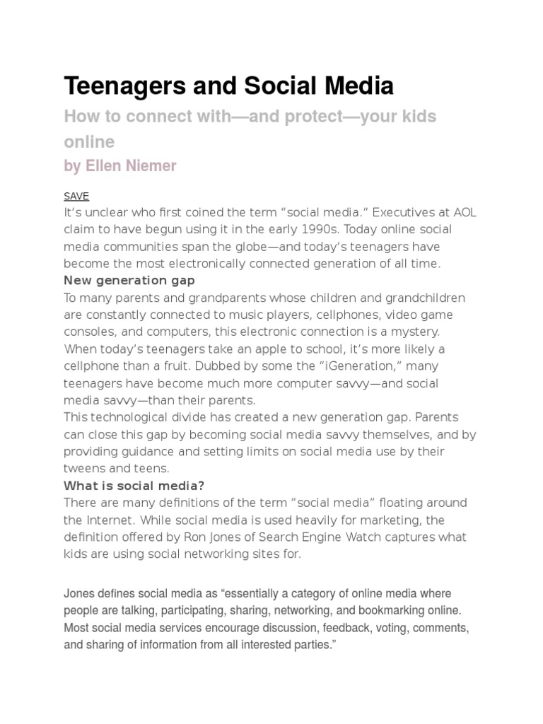 Navigating Teen Social Media Use | PDF | Social Media | Popular Culture ...