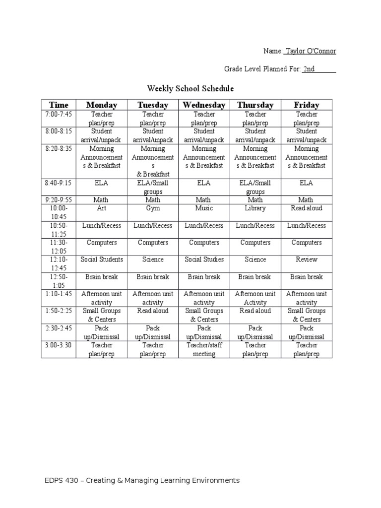 CMP 1 Weeklyschedule | PDF | Language Arts & Discipline