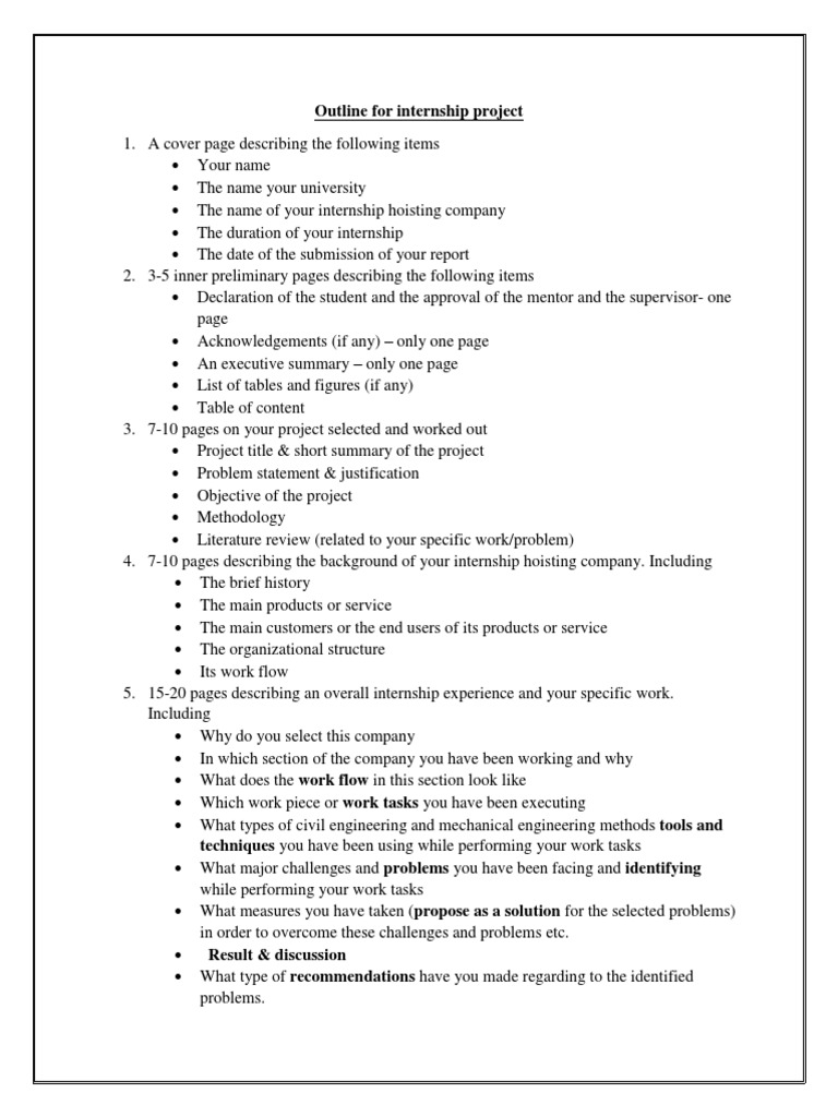 Outline For Internship Project | Internship | Job Hunting