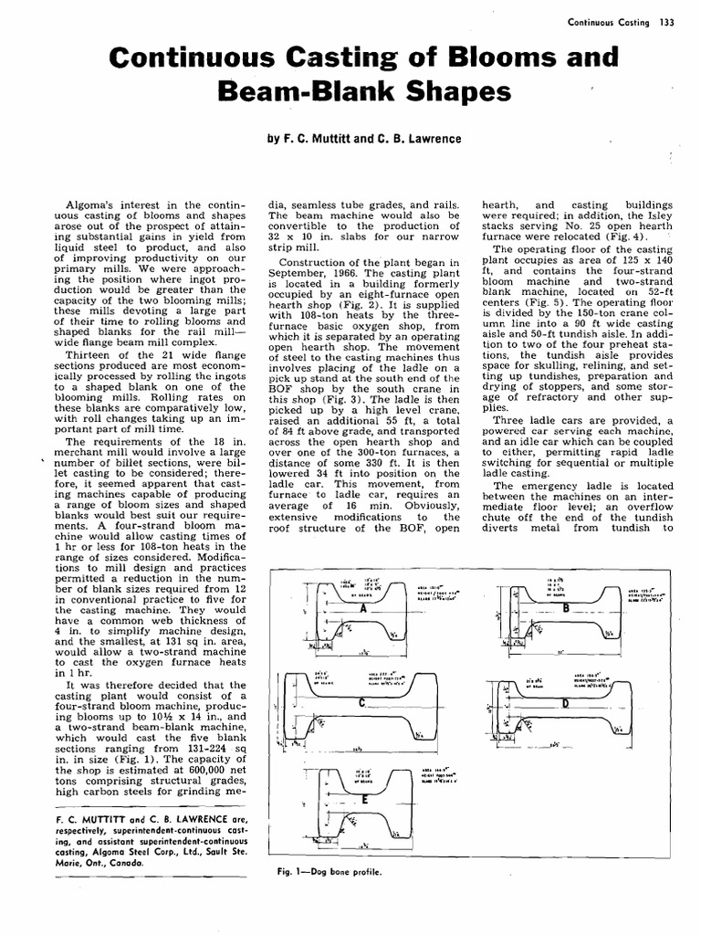Continuous Casting of Beam Blanks | PDF | Casting (Metalworking ...