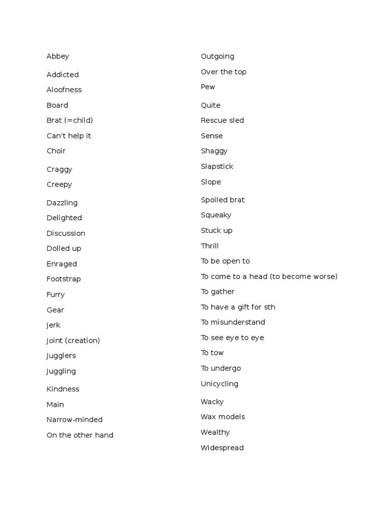 Master 1 - Mid - Vocab List | PDF