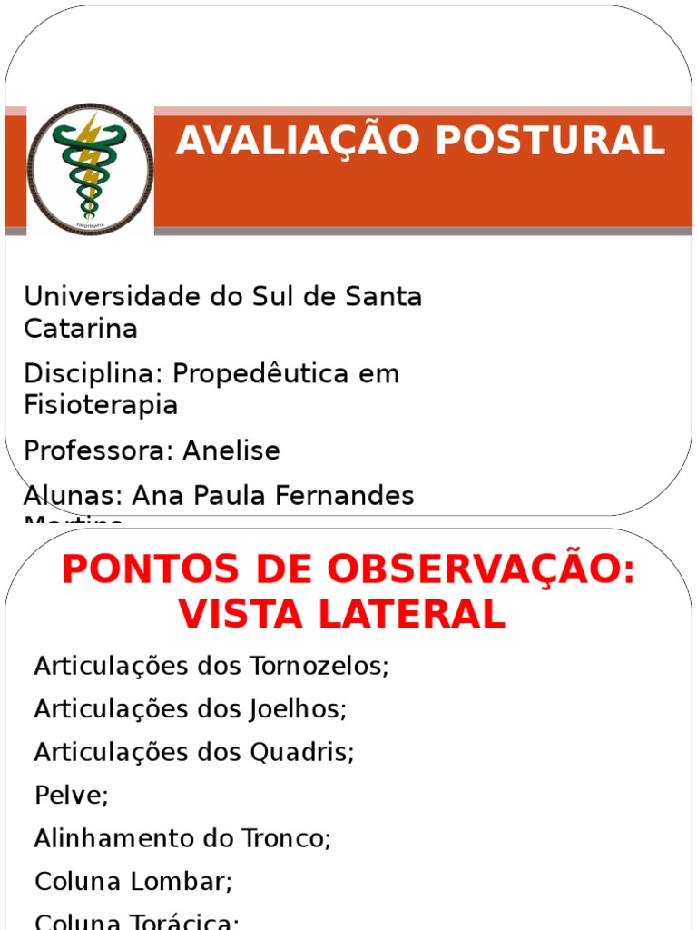Avaliação Postural em Fisioterapia | PDF | Coluna vertebral | Sistema ...