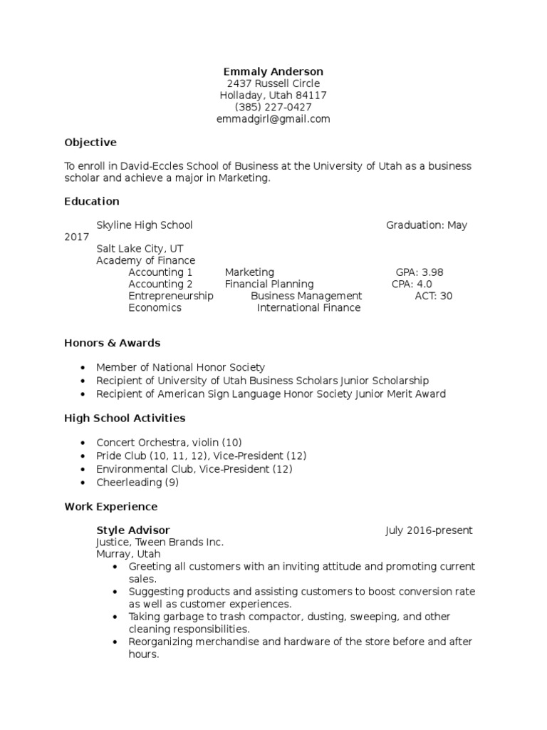Emmaly D Anderson Resume | PDF | Figure Skating | Sports