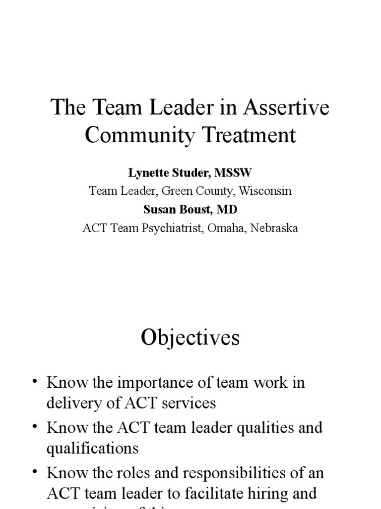 The Team Leader in Assertive Community Treatment | PDF | Psychiatric ...
