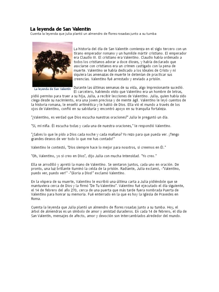 La leyenda de San Valentín y Julia | PDF | día de San Valentín | Oración