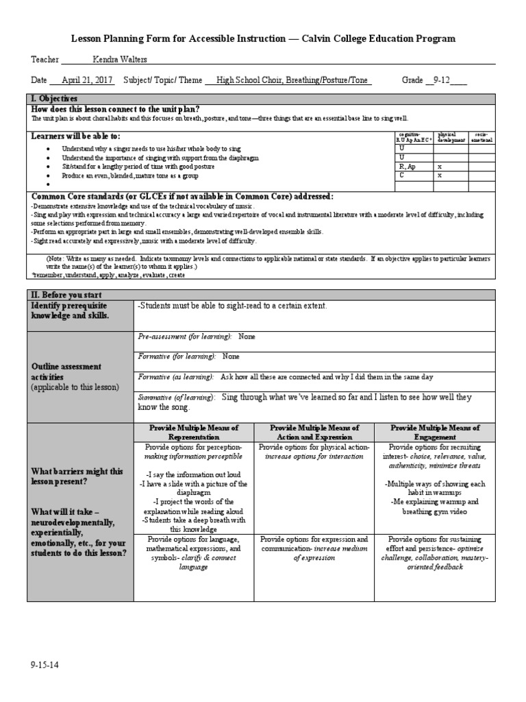 Lesson Plan 2 | Download Free PDF | Singing | Lesson Plan