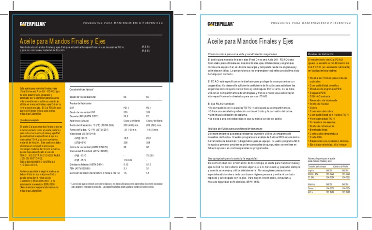 Aceite Cat FDAO para Mandos Finales | PDF | Engranaje | Lubricante