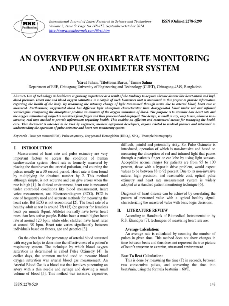 27-31-20102014 An Overview On Heart Rate Monitoring and Pulse Oximeter ...