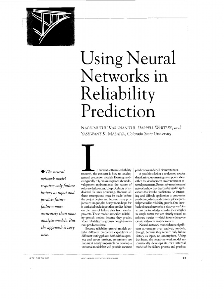 Using: Neural Networks in Reliability Prediction | Download Free PDF | Artificial Neural Network ...