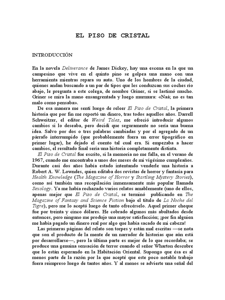 (Stephen King) - El Piso de Cristal | PDF | Stephen King | Novelas