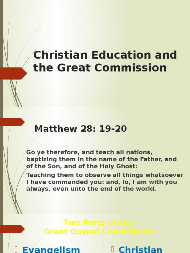 Christian Education and The Great Commission | PDF | Great Commission ...