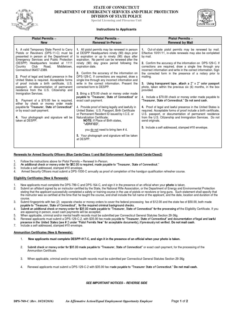 dps-769-c Pistol Permit Instructions To Applicants | PDF | Handgun ...