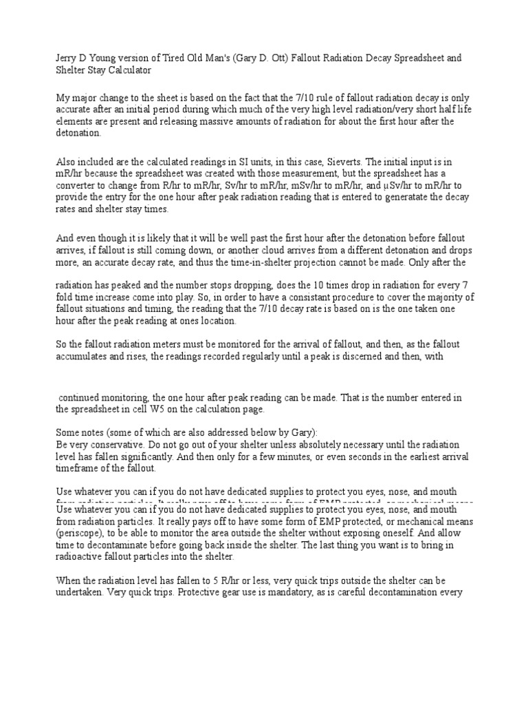 JDY US Metric Version 7 10 Rule Spreadsheet | PDF | Acute Radiation ...