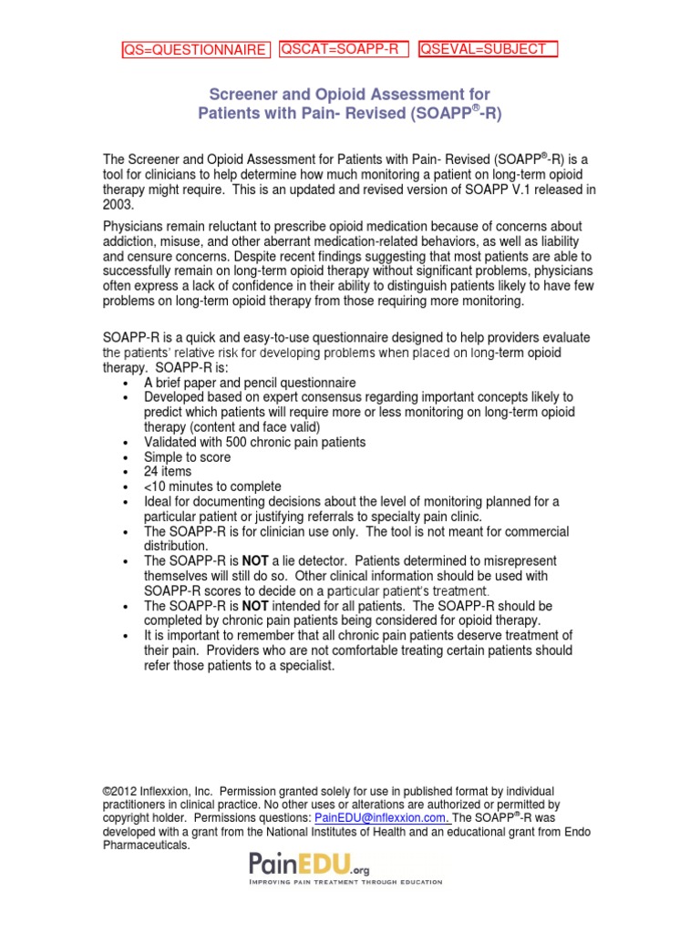 SOAPP-R | Opioid | Sensitivity And Specificity