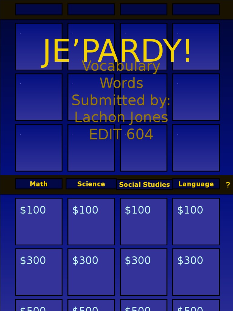 Jeopardy Vocabulary Game Questions | PDF | Language Arts & Discipline