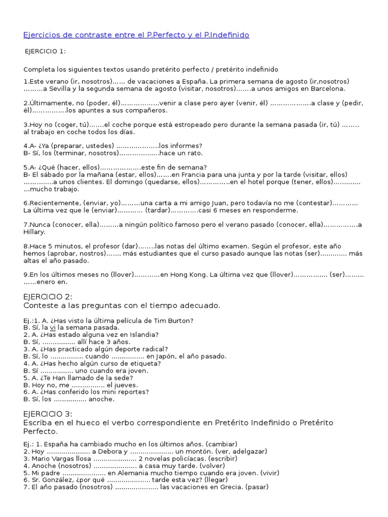 Contraste Entre Pasados Ejercicios | PDF