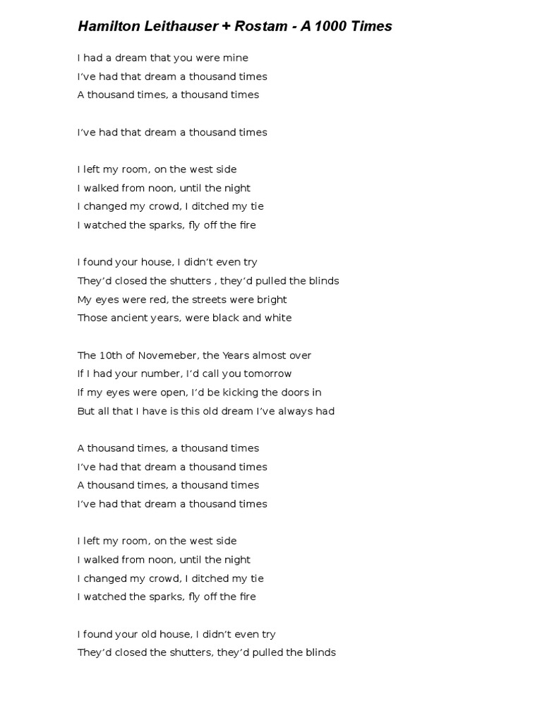 Hamilton Leithauser + Rostam - A 1000 Times | PDF