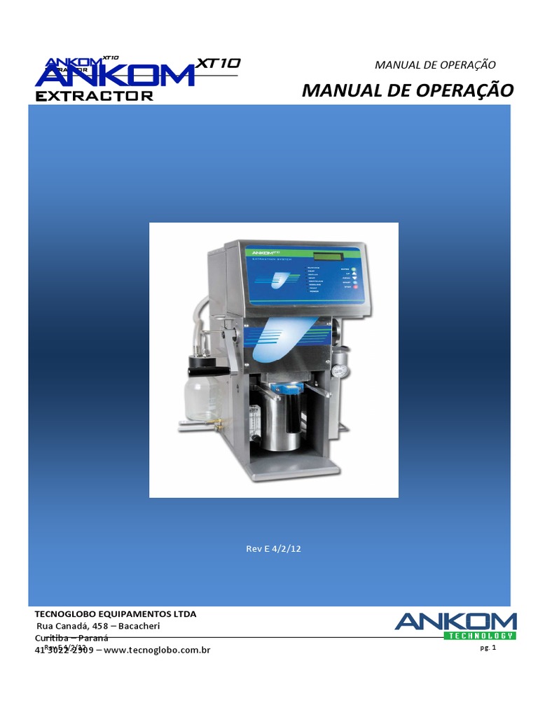 Extrator Gordura XT10 Ankom Manual PT PDF | PDF | Mineração | Temperatura
