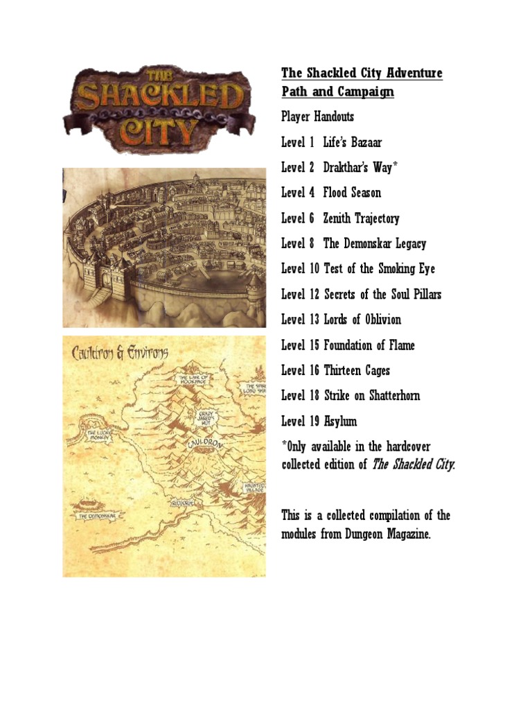 Dungeon Magazine The Shackled City Adventure Path and Campaign | PDF ...