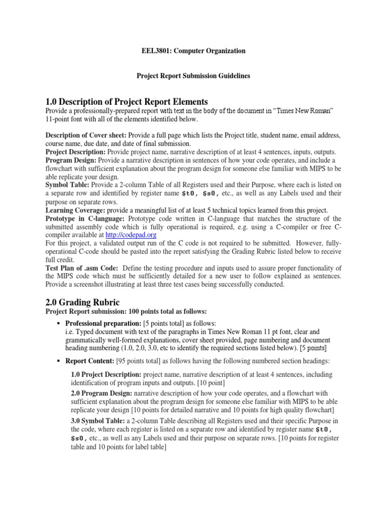 Project-Report Grading Rubric | PDF | C (Programming Language) | Compiler