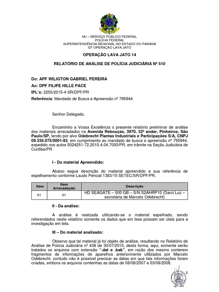 RELATÓRIO DE ANÁLISE DE POLÍCIA JUDICIÁRIA Nº 510 | Governo | Business