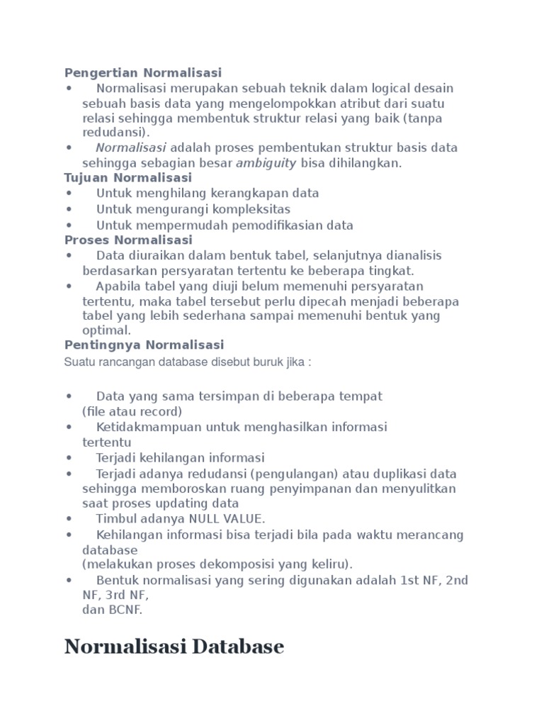 Panduan Lengkap Normalisasi Database | PDF