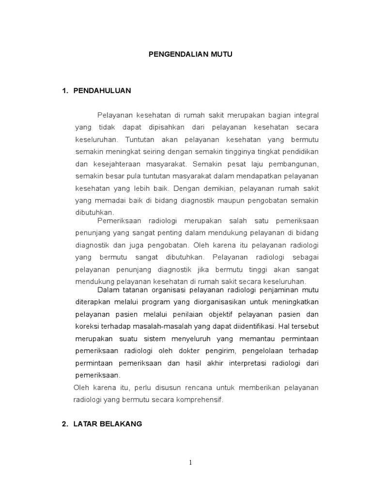 Program Mutu Radiologi | PDF