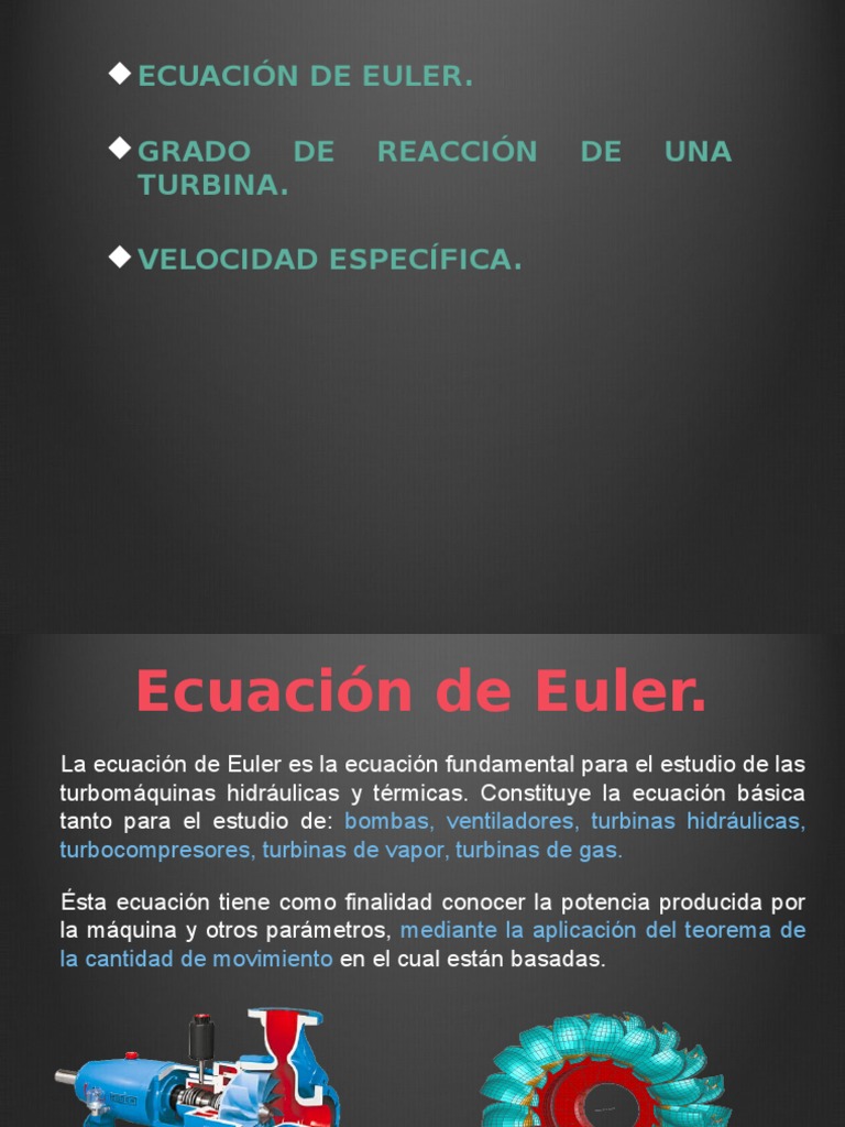 Ecuación de Euler, grado de reacción y velocidad específica ...
