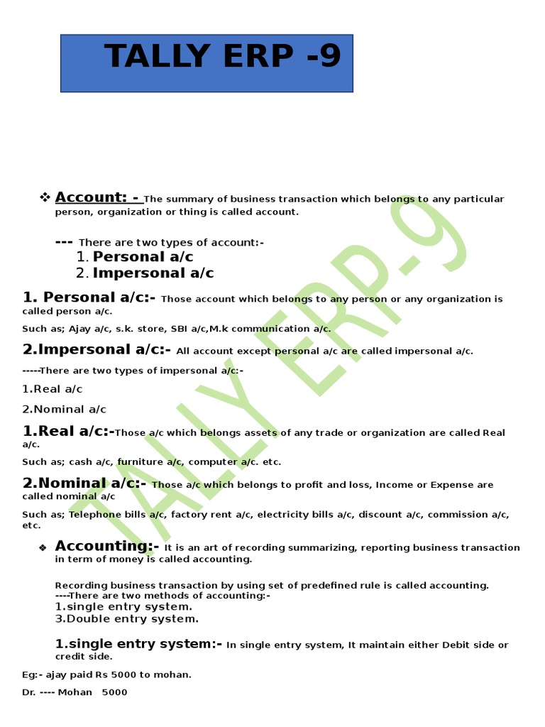 Tally Erp 9 Coplete Theory | PDF | Debits And Credits | Voucher