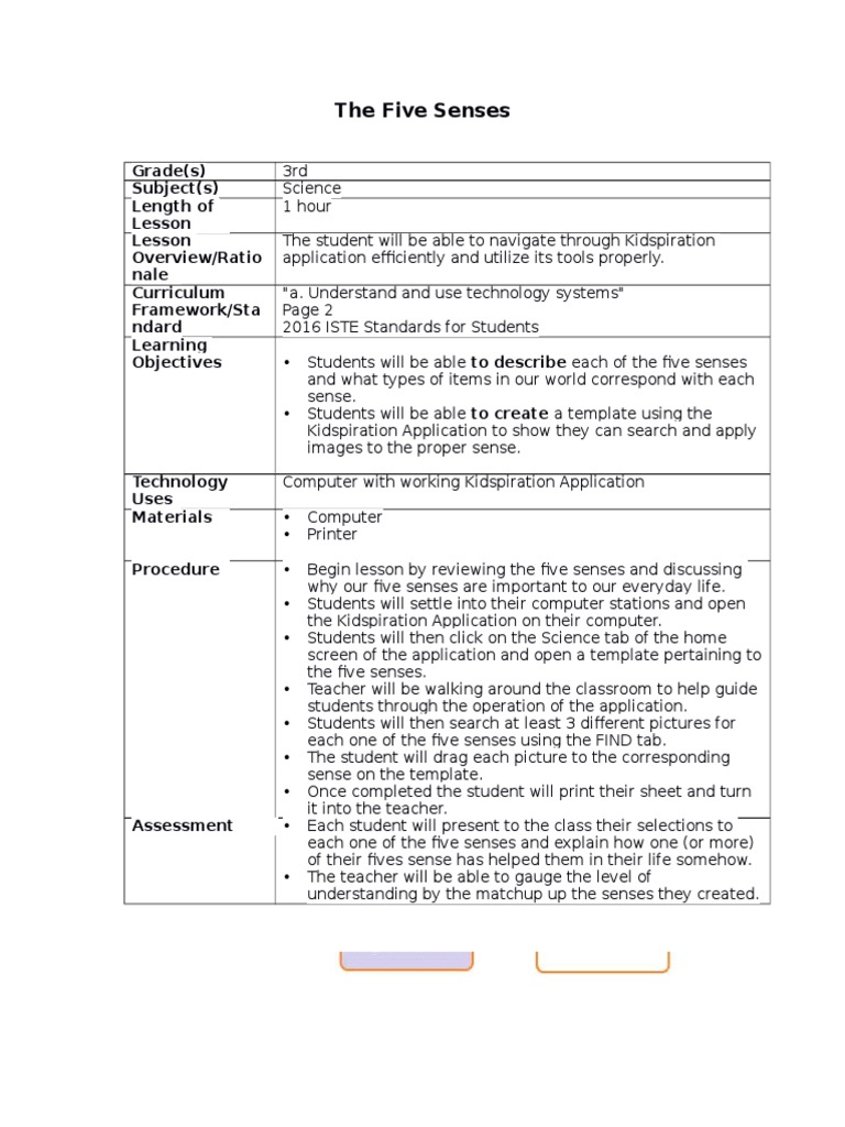 Lesson Plan The Five Senses | PDF