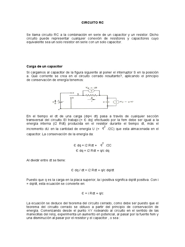CIRCUITO RC Fundamentos Teórico | PDF | Condensador | Red eléctrica