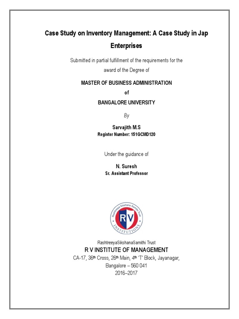 Project On Inventory Management | PDF | Inventory | Warehouse