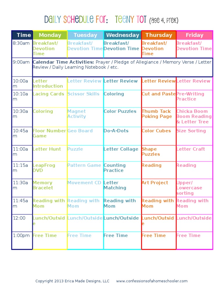 Daily Schedule Prek | PDF