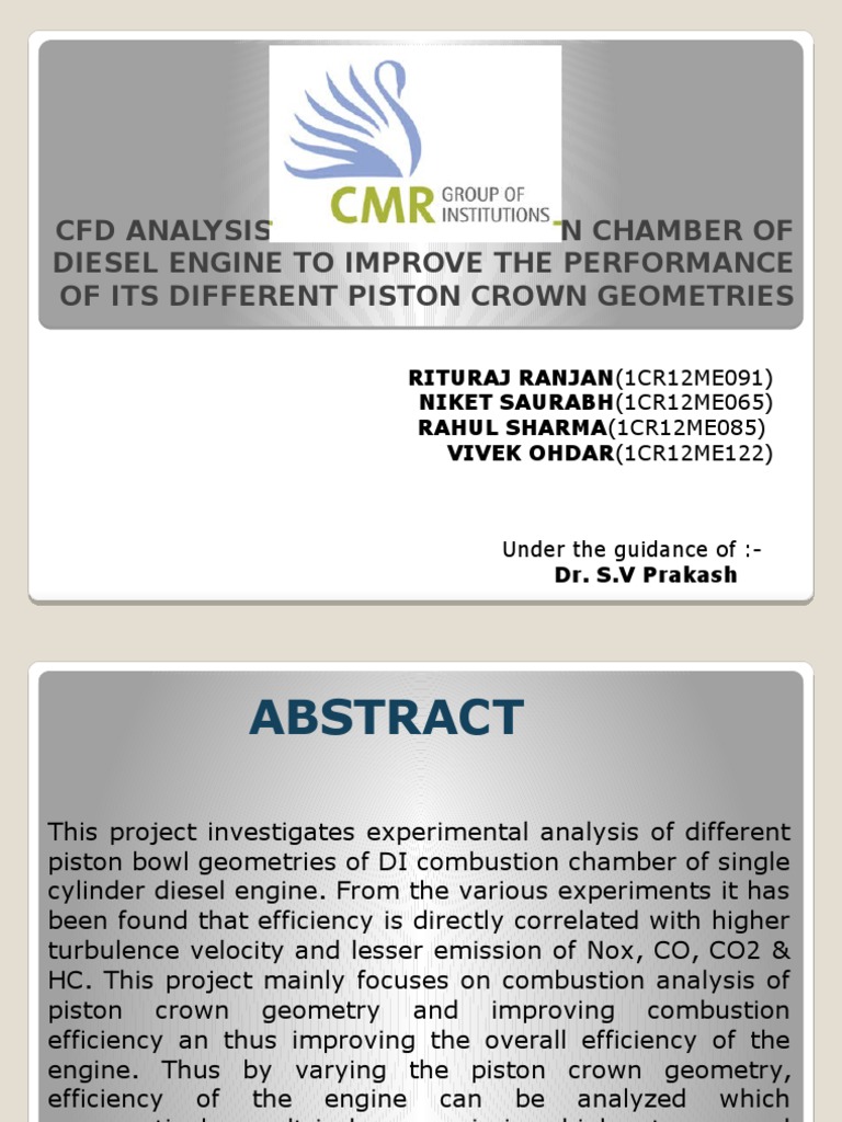 CFD Analysis of Piston Crown Geometries to Improve Diesel Engine ...