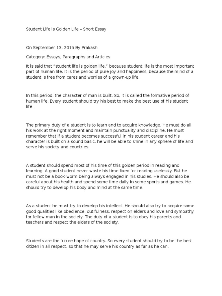 Student Life Is Golden Life | PDF | Behavior Modification | Cognition