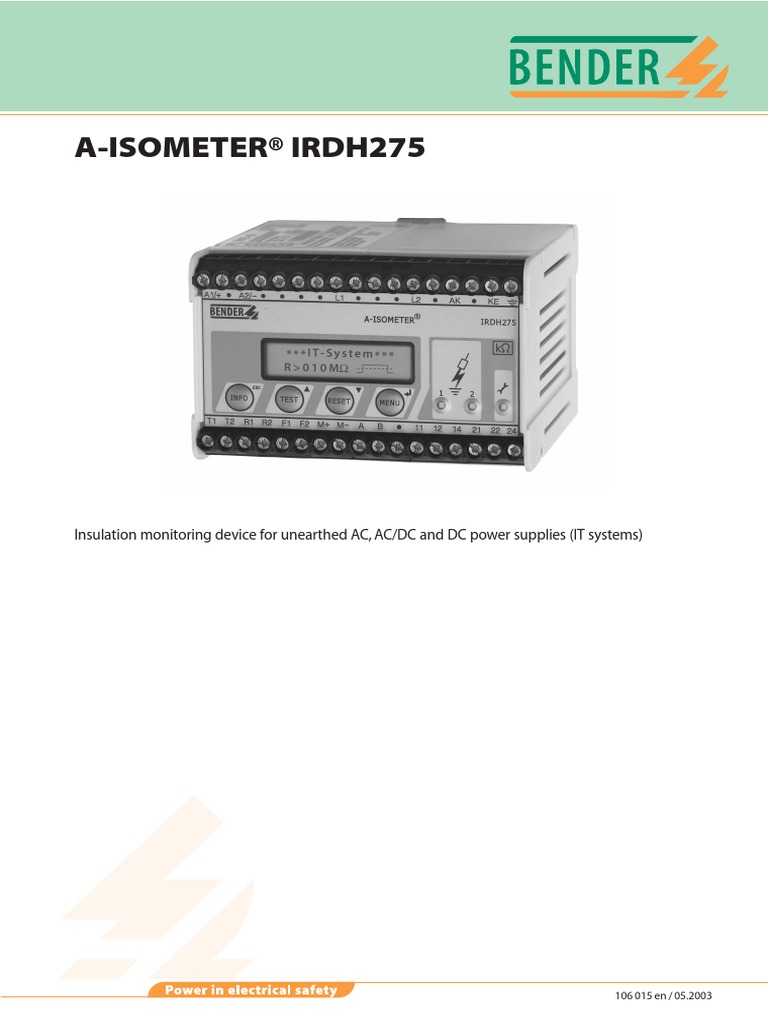 Bender IRDH275 en | PDF | Power Supply | Alternating Current