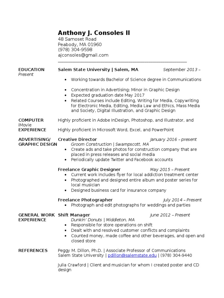 Anthony Consoles Resume | PDF