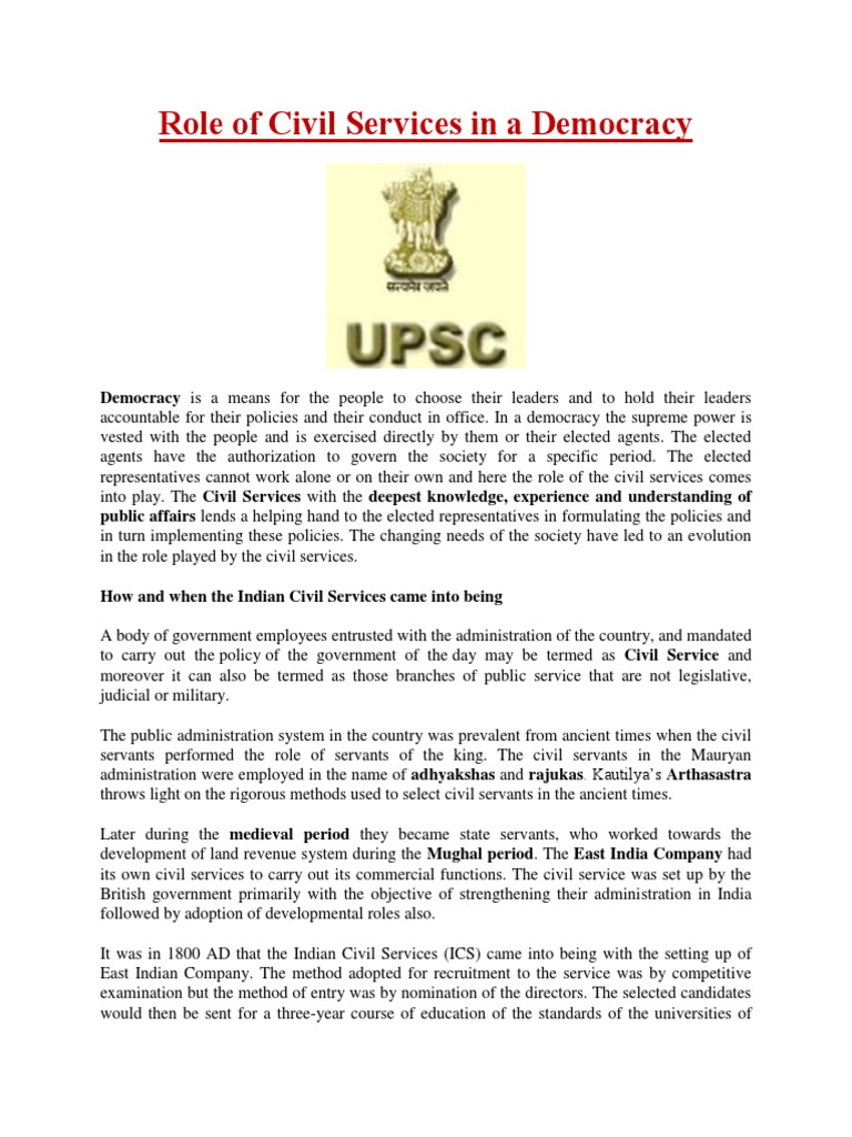 Role of Civil Services in a Democracy | Civil Service | Public ...