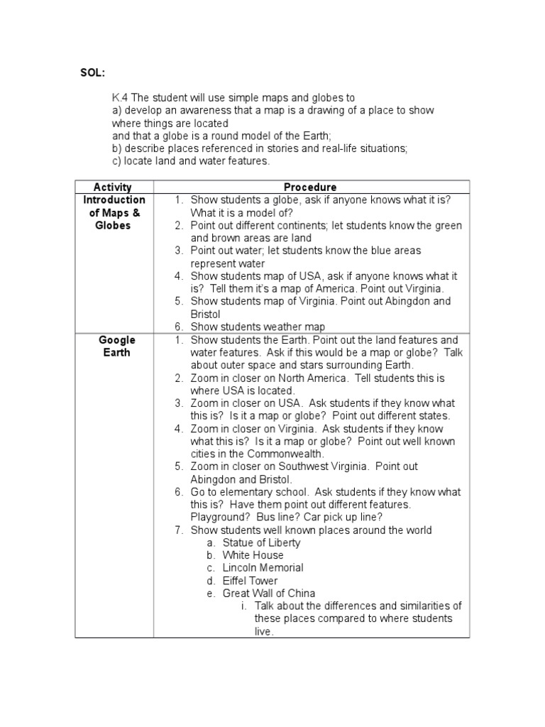Maps Globes Lesson Plan | PDF | Map