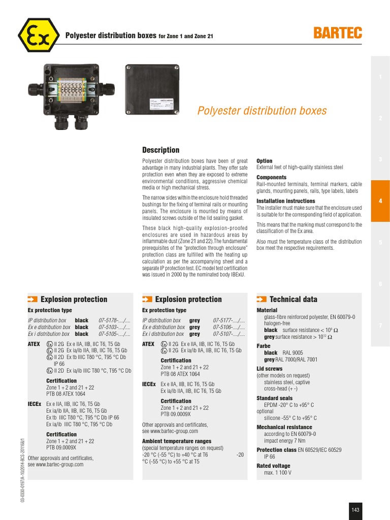 Katalog - Polyester Distribution Boxes BARTEC | PDF | Electrical Engineering | Manufactured Goods