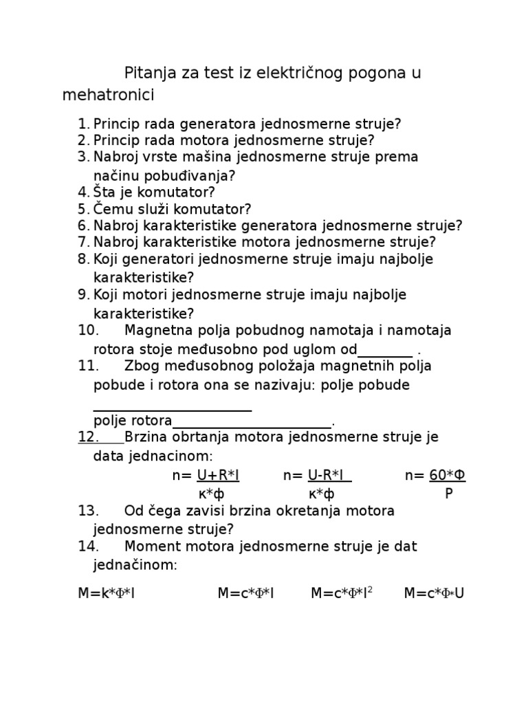 Pitanja Za Test | PDF