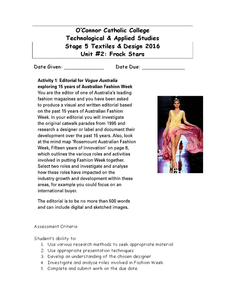 Fashion Week Task | PDF