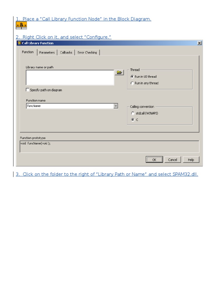 Configure Call Library Function Node | PDF