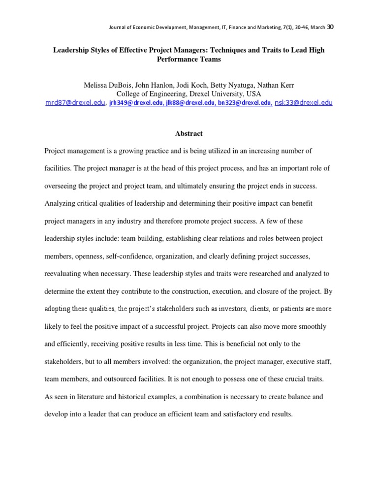 Leadership Styles for Project Success | PDF | Competence (Human ...