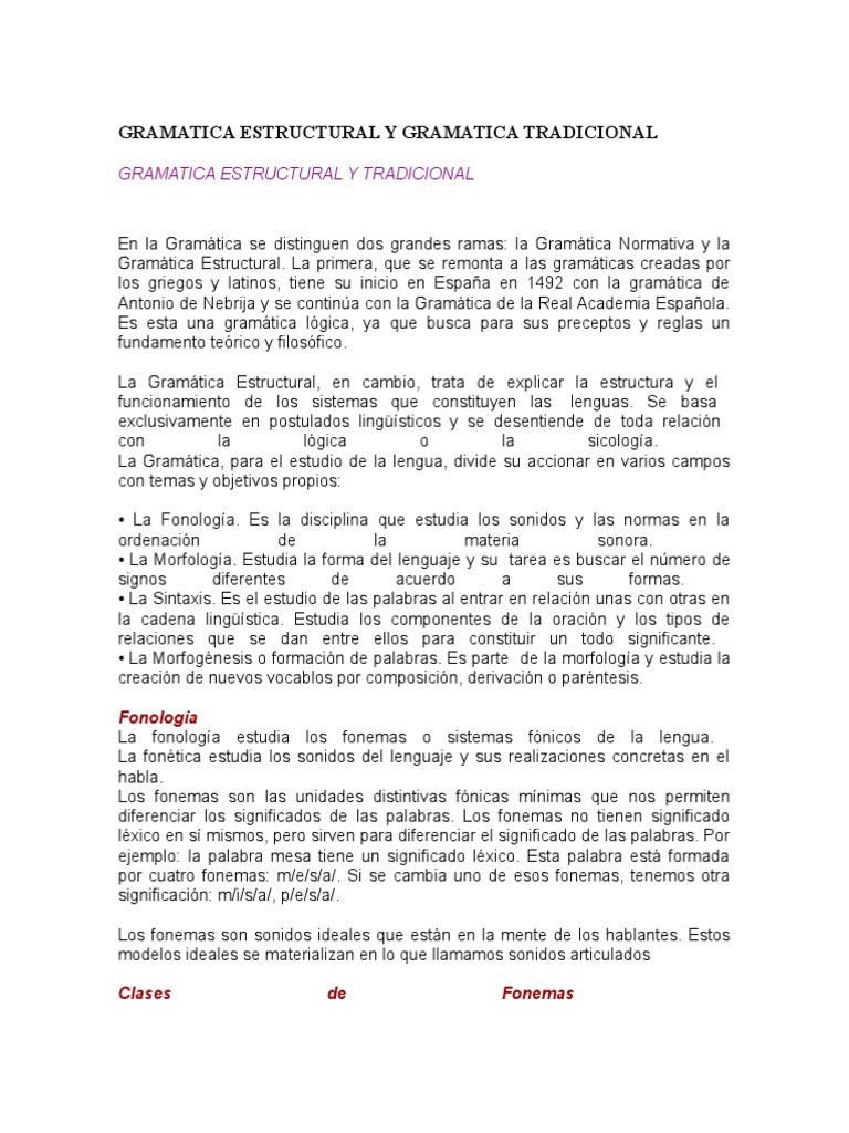 Gramatica Estructural y Gramatica Tradicional | PDF | Noam Chomsky ...