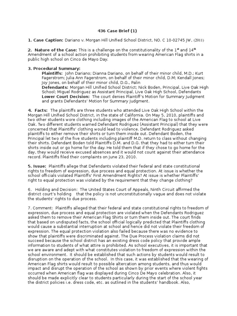 Case Brief 1 | PDF | Equal Protection Clause | Due Process Clause