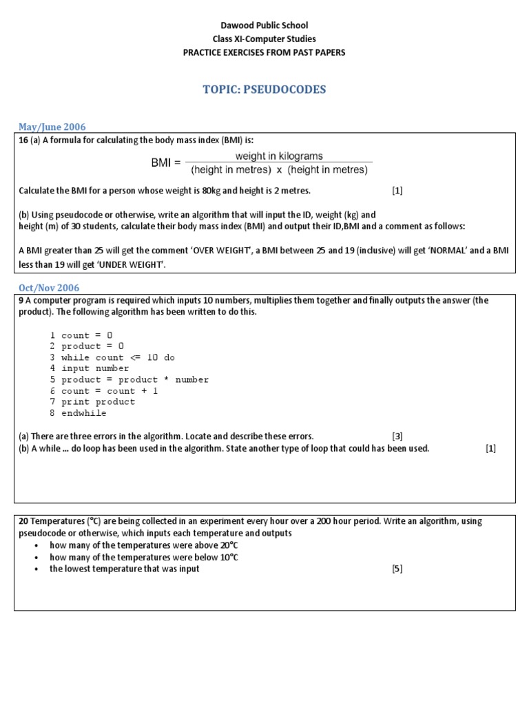 Past Papers of All Pseudocodes, Flowcharts and Logic Gates From 2006 ...
