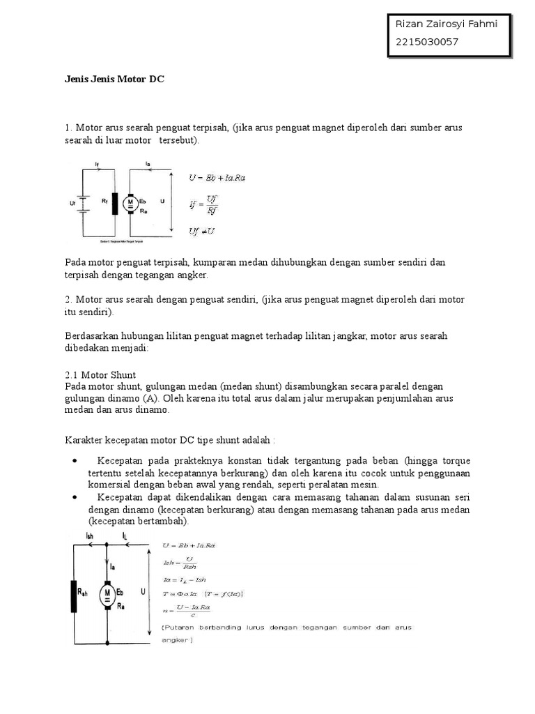 Jenis Jenis Motor DC | PDF