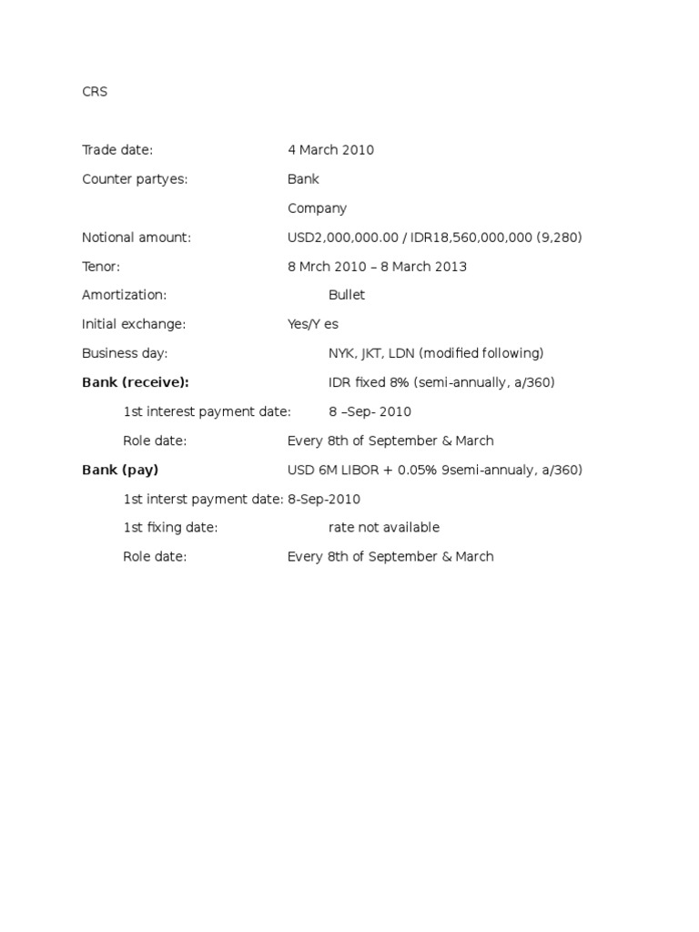 Currency Swap Contract Details | PDF