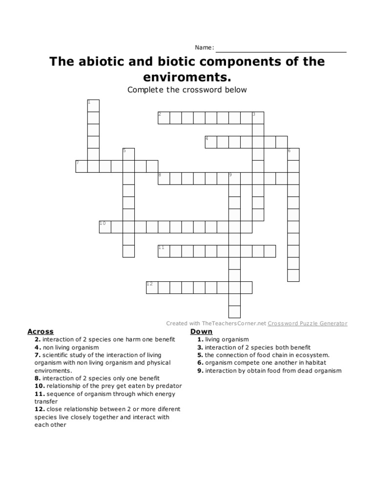 The Abiotic and Biotic Components of The Enviroments Puzzle | PDF